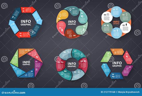 Vector Set Of Colorful Loop Circle Step By Step Infographic Template