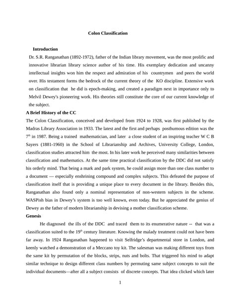 Pdf Colon Classification Cc