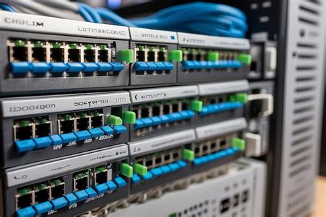 Premium Photo Selective Focus Ethernet Cables And Network Switching Hub