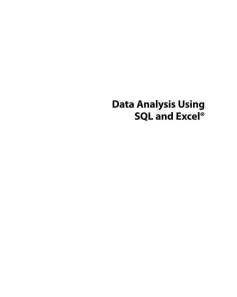 Data Analysis Using Sql And Excel E Books Max30