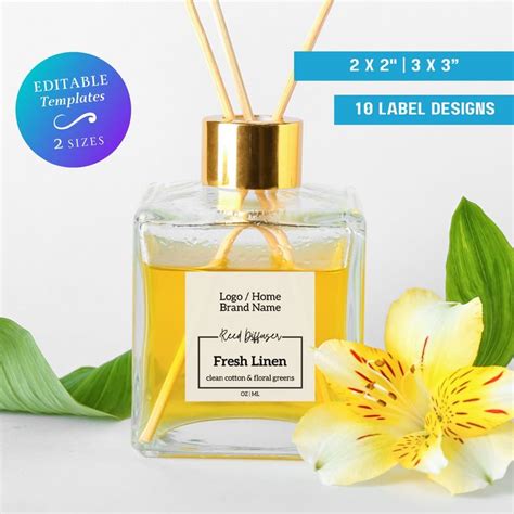 Fragrance Oil Diffuser Label Template Editable Scented Oil Reed