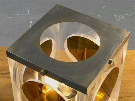 Square Plexiglass Sculptural Table Lamp Italy 1970 For Sale At 1stdibs