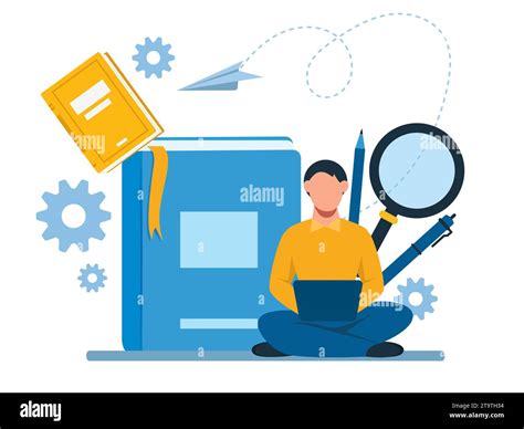 Vector Of A Man With Laptop Computer Studies Online Stock Vector Image