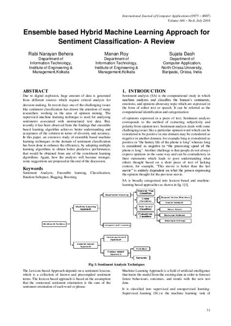 Pdf Ensemble Based Hybrid Machine Learning Approach For Sentiment