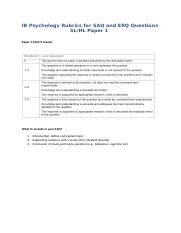 Ib Psych Rubrics For Saq And Erq Paper 1 2 Docx Ib Psychology Rubrics