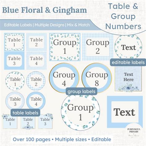 Editable Table And Group Labels Classroom Organisation Blue Floral