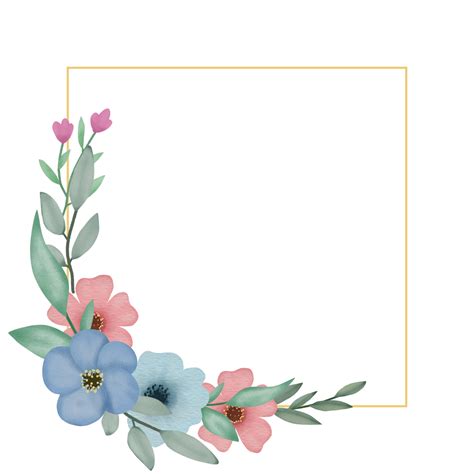 Watercolor Flower Frame Png
