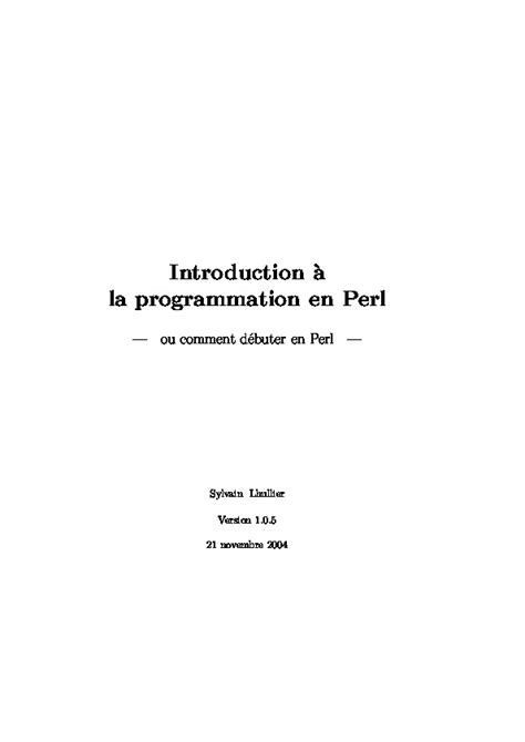 Introduction à La Programmation En Perl Coursinfopdfcom