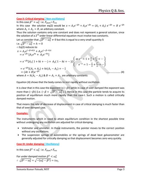 Solution Damped Oscillation Studypool