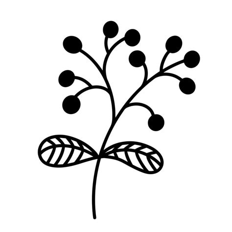 Rama Abstracta Del Icono De Vector De Rosa Salvaje Planta Dibujada A