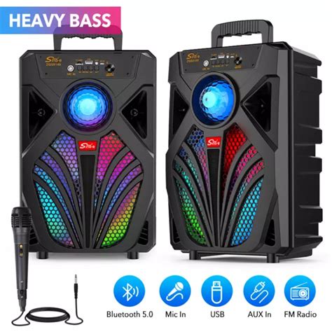 8and Rgb Portable Bluetooth Speaker Subwoofer Wireless Led Tws Heavy Bass