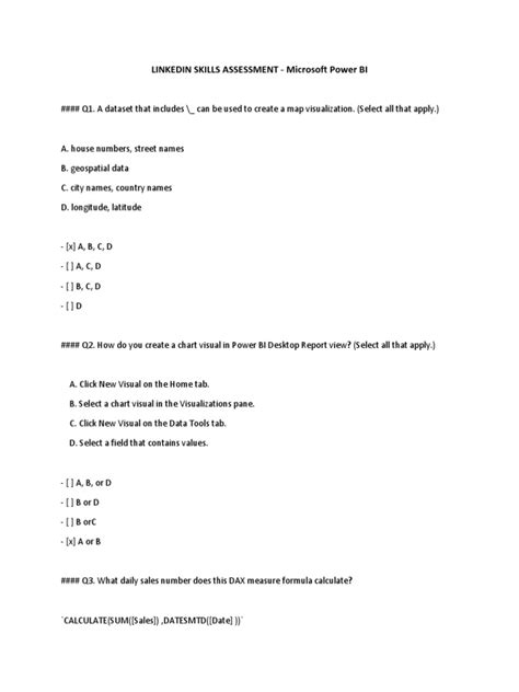 Linkedin Skills Assessment Power Bi Github Pdf Databases