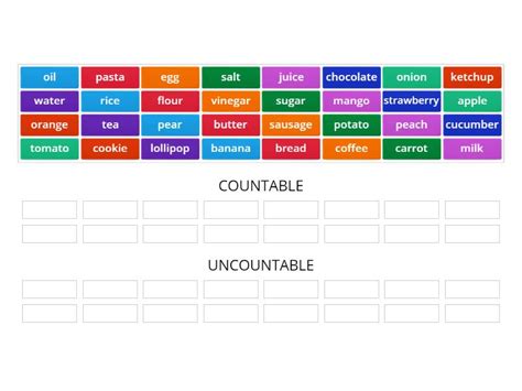 Countable and uncountable nouns 按組排序