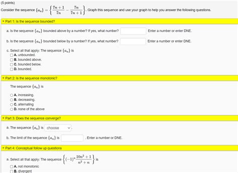 solved 5 points 7n consider the sequence {en} { in 1 7n