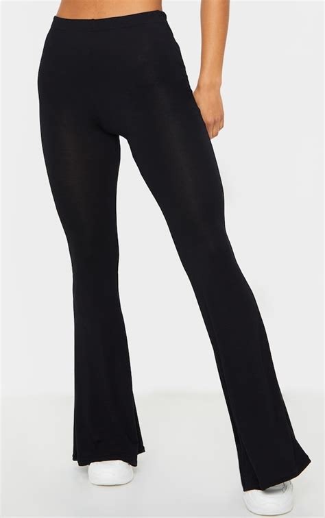 Basic Black Jersey Flared Pants Bottoms Prettylittlething Aus