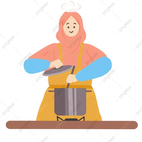 穆斯林女廚師母親烹飪 穆斯林廚師 烹飪 母親素材圖案，psd和png圖片免費下載