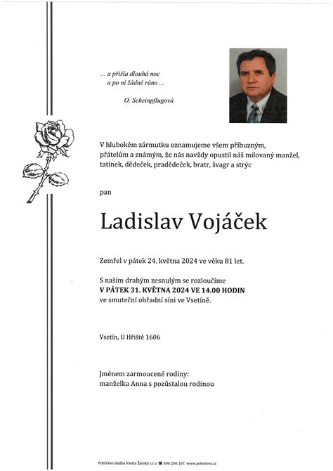 Pan Ladislav Vojáček Smutecnioznamenieu