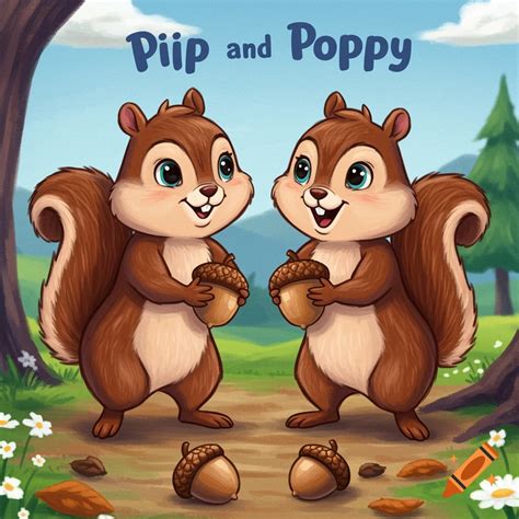 Cartoon Of Twin Chipmunks Pip And Poppy On Craiyon