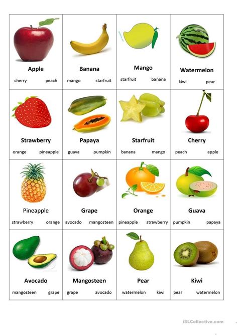 Fruits English Esl Worksheets For Distance Learning And Physical