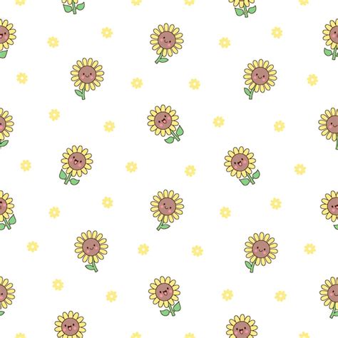 Premium Vector Kawaii Cute Sunflower Seamless Pattern