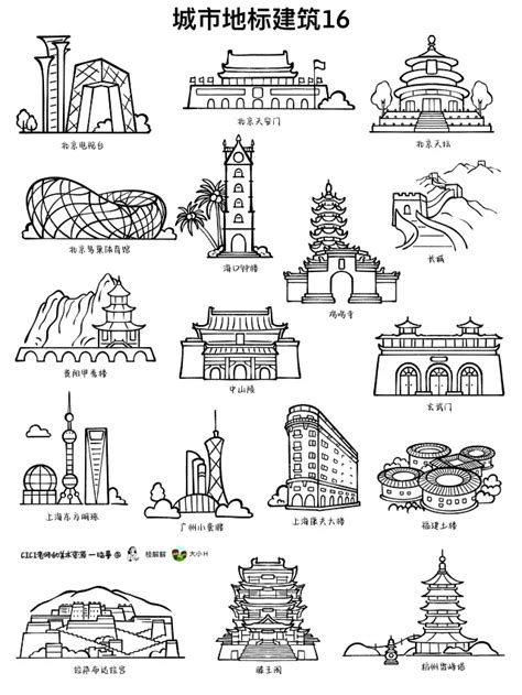 城市地标建筑|简笔画16 小红书 花瓣网 城市地标建筑|简笔画16 小红书 花瓣网