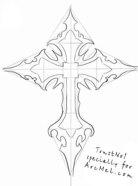 How To Draw A Cross Step 4 Tribal Cross Tattoos Cross Tattoo Designs Cross Designs Graffiti