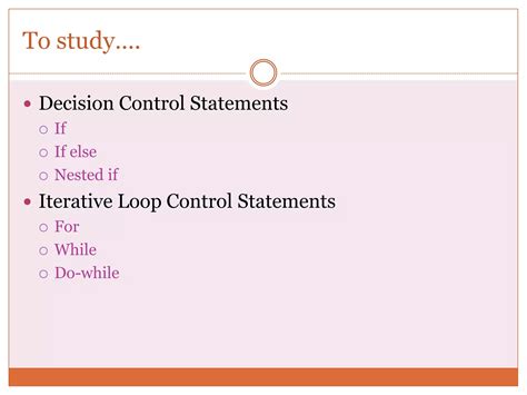 Decision Control And Iterative Statements Ppt