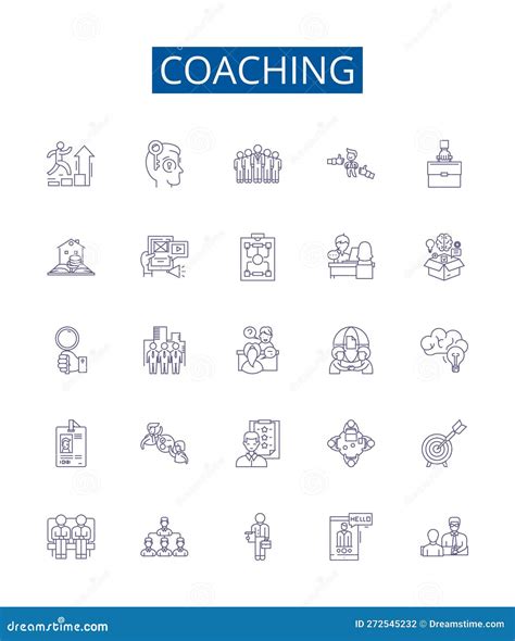 Coaching Line Icons Signs Set Design Collection Of Mentoring Guiding Educating Advising