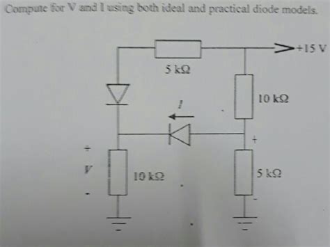 solved compute for v and i using both ideal and practical