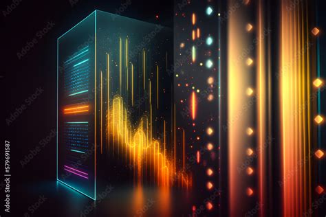 Big Data Concept Big Data Neon Server With Bright Neon Elements On
