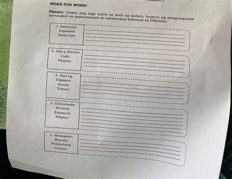 WORD FOR WORDPanuto Gamit Ang Mga Salita Sa StudyX
