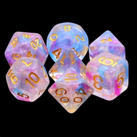 Polyhedral Dice Set Violet Storm 7 Dice The Relentless Dragon Game