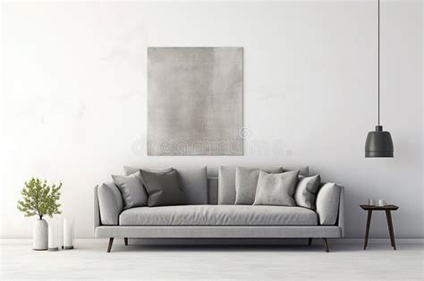 Ai Generative Living Room Interior With Copy Space Stock Illustration