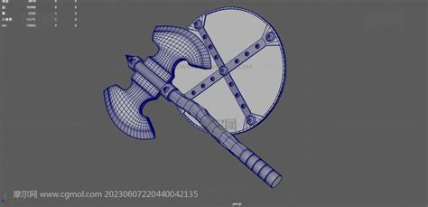 维京斧头 木盾牌 维京战斧 北欧武器 其他模型下载 摩尔网CGMOL