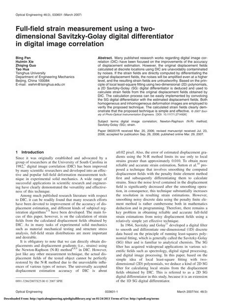 Pdf Full ﬁeld Strain Measurement Using A Two Dimensional ¬eld Strain Measurement Using A