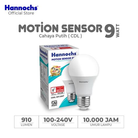 Promo Hannochs Lampu Bohlam LED Motion Sensor Sensor Gerak 9W Cahaya