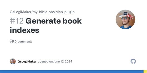 Generate Book Indexes Issue GsLogiMaker My Bible Obsidian Plugin GitHub