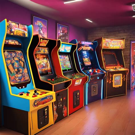 Premium Photo Oldschool Video Game Arcades Bustling With Players And