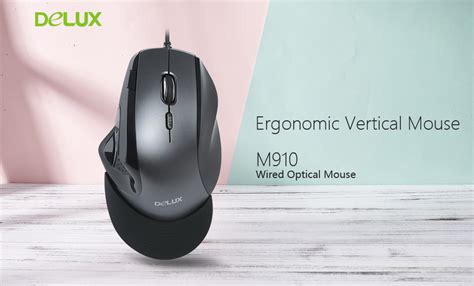 Delux M910 Ergonomic Vertical Mouse With Removable Palm Gearvita