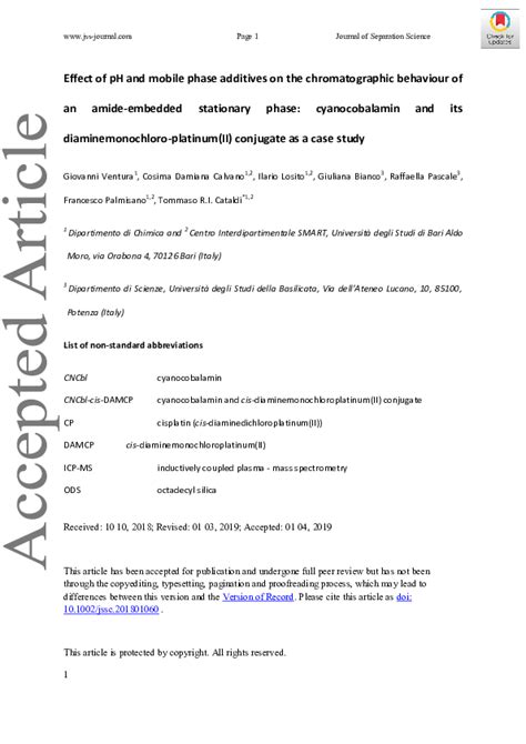 Pdf Effect Of Ph And Mobile Phase Additives On The Chromatographic Behaviour Of An Amide