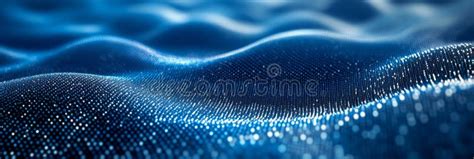 Abstract Futuristic Data Visualization With Digital Particles Forming A Blue Wave Motion Stock