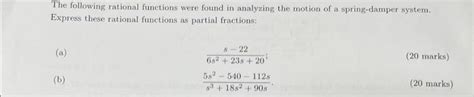 Solved The Following Rational Functions Were Found In Chegg
