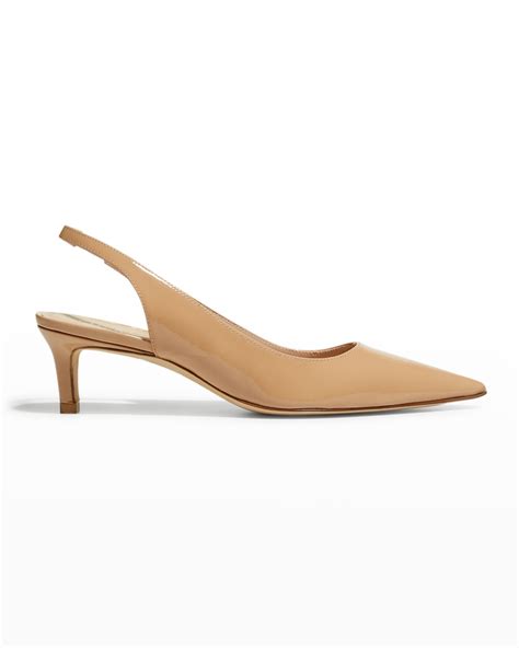 Stuart Weitzman Stuart Leather Kitten Heel Slingback Pumps Neiman Marcus