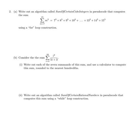solved 15 2 a write out an algorithm called sumofcertain