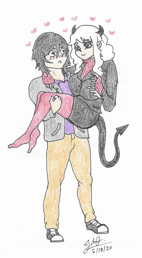 Modeus From Helltaker And An Oc Boy Oc Rfanart