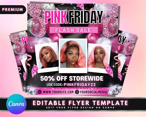 Pink Friday Sale Flyer Diy Flyer Template Design Black Etsy
