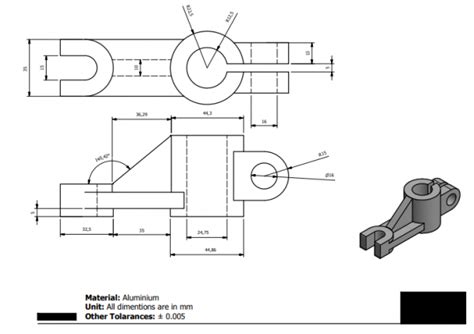 Autodesk Inventor 2d Cad Drawing Of Small Part For Cad Practice