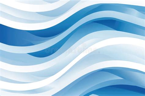 Abstract Blue And White Wave Background With Fluid Curved Lines And Depth Stock Illustration