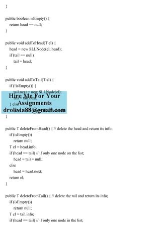 Use The Singly Linked List Class Introduced In The Lab To Implement Pdf