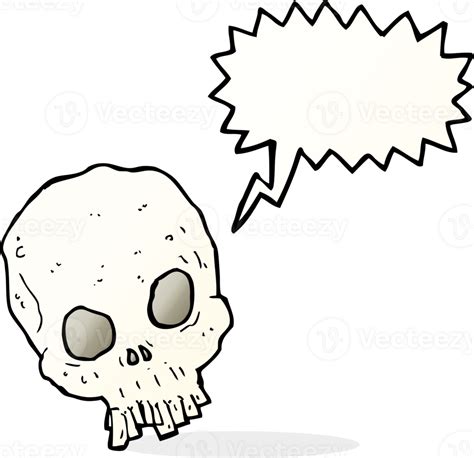 Cartoon Spooky Skull With Speech Bubble 36494023 Png